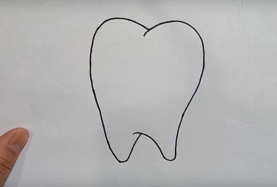 How to Draw a Cartoon Teeth 1 - HTDraw.com