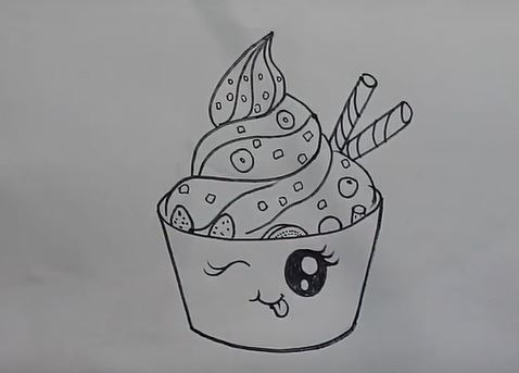 How to draw a cute cupcake step by step