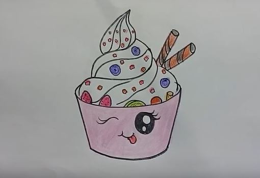How to draw a cute cupcake step by step