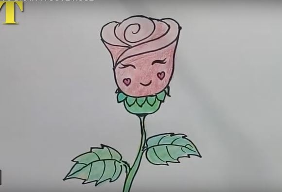 How to draw a cartoon Rose - HTDraw.com