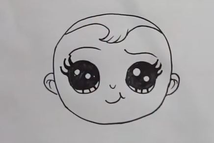 How to draw a cartoon baby 2 - HTDraw.com