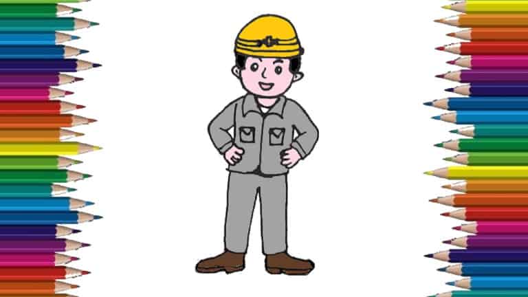 How to draw a worker cartoon and easy step by step | Easy drawings for kids