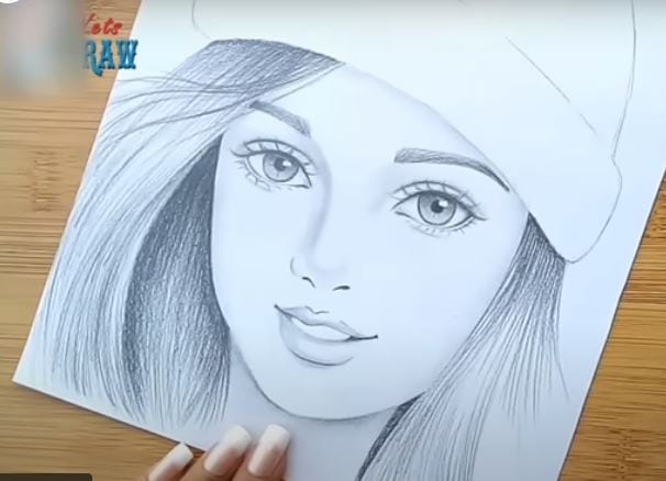 How to draw a girl wearing winter cap step 5 - HTDraw.com