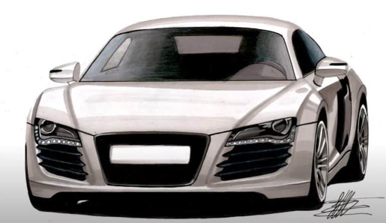 How to draw a car step by step || Audi R8 drawing