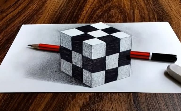 3D Rubik's cube Drawing step by step - 3D drawing tutorial for beginners