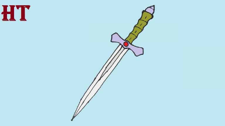 How to Draw a Dagger step by step