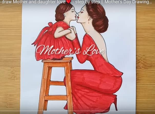 How to draw Mother and daughter love With Pencil
