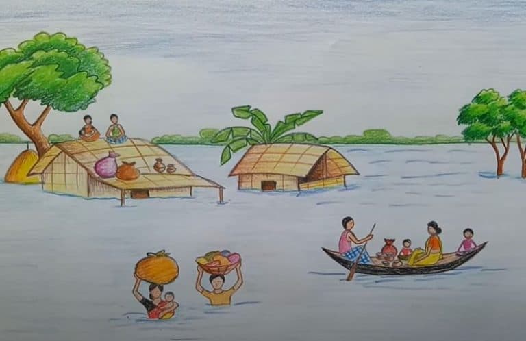 How to draw scenery of flood with Pencil