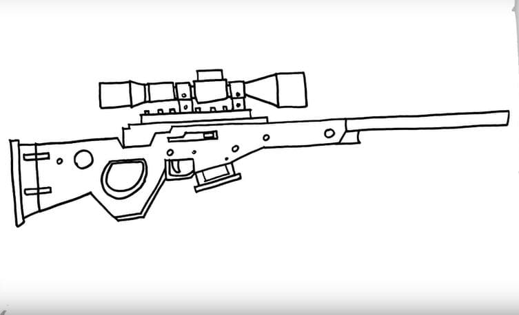 How to Draw a Sniper Rifle Step by Step