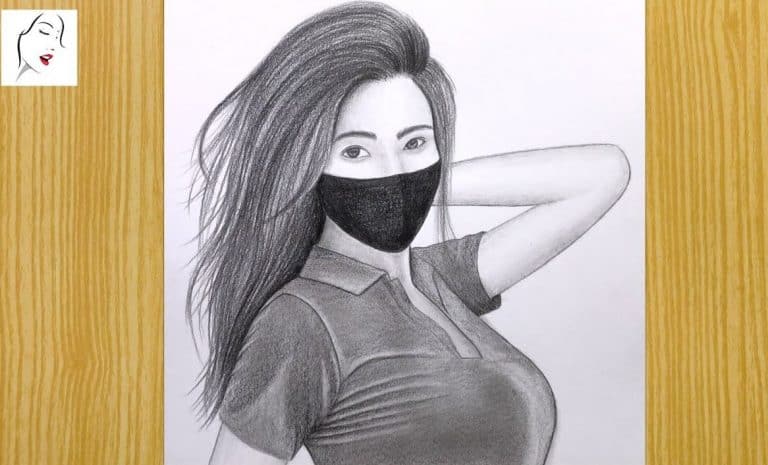 How to draw A Beautiful Girl with Face Mask