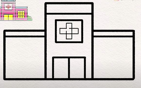 How To Draw A Hospital Step by Step