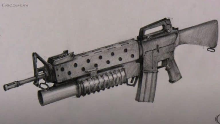 How To Draw An M16 Step by Step || Gun Drawing