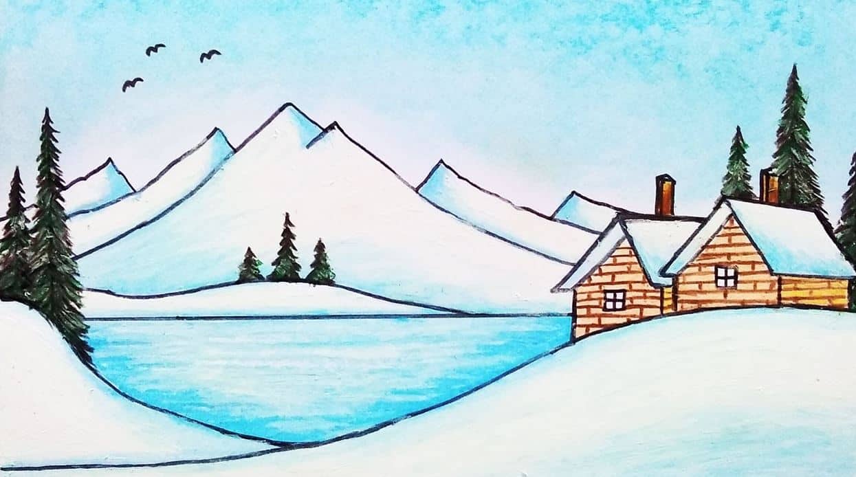 How To Draw A Winter Scene Step By Step How To Draw A Winter Scene Step By Step