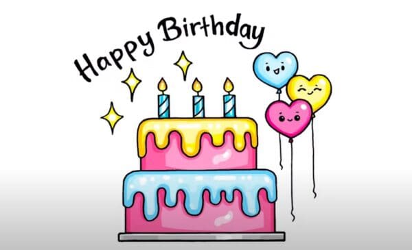 How to Draw a Birthday Cake Step by Step