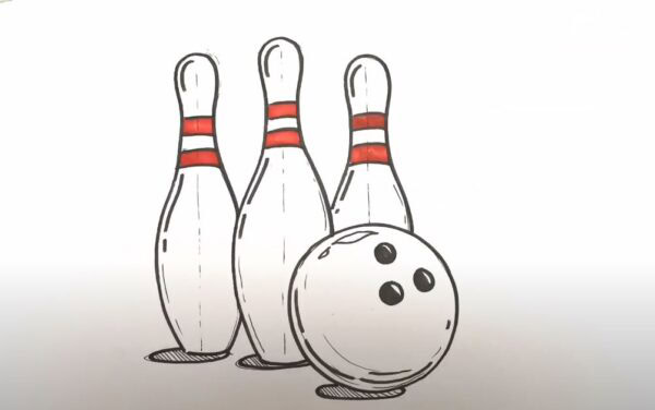 How to Draw Bowling Step by Step