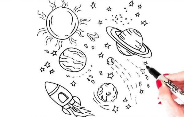 How to Draw Space Step by Step