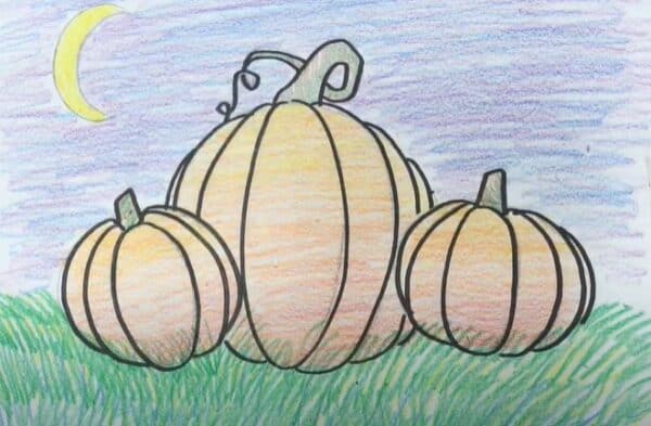 How to draw Pumpkin Patch Step by Step