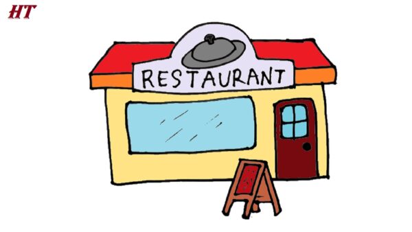 How to Draw a Restaurant step by step