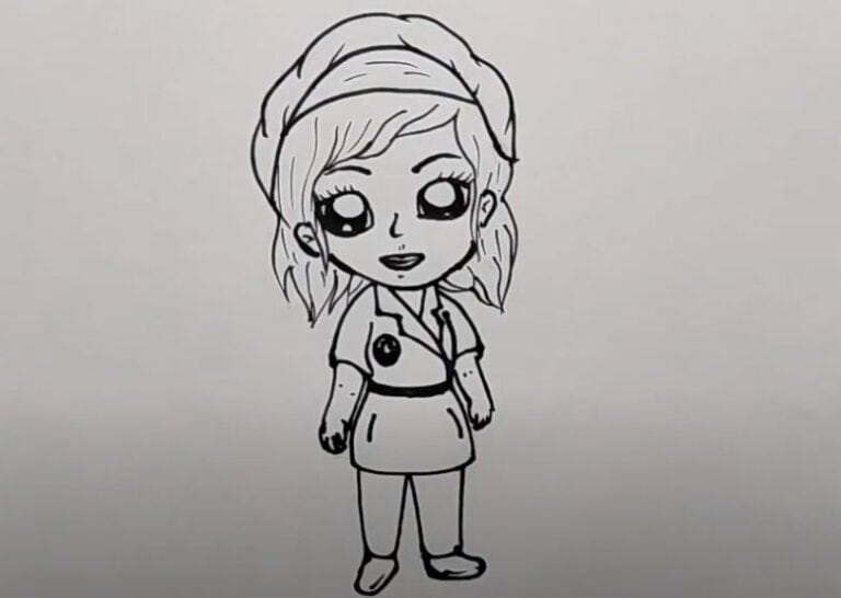 How to draw a nurse girl Step by step