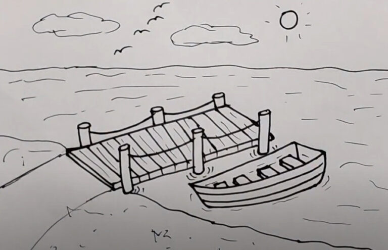 How to Draw a Dock Step by Step