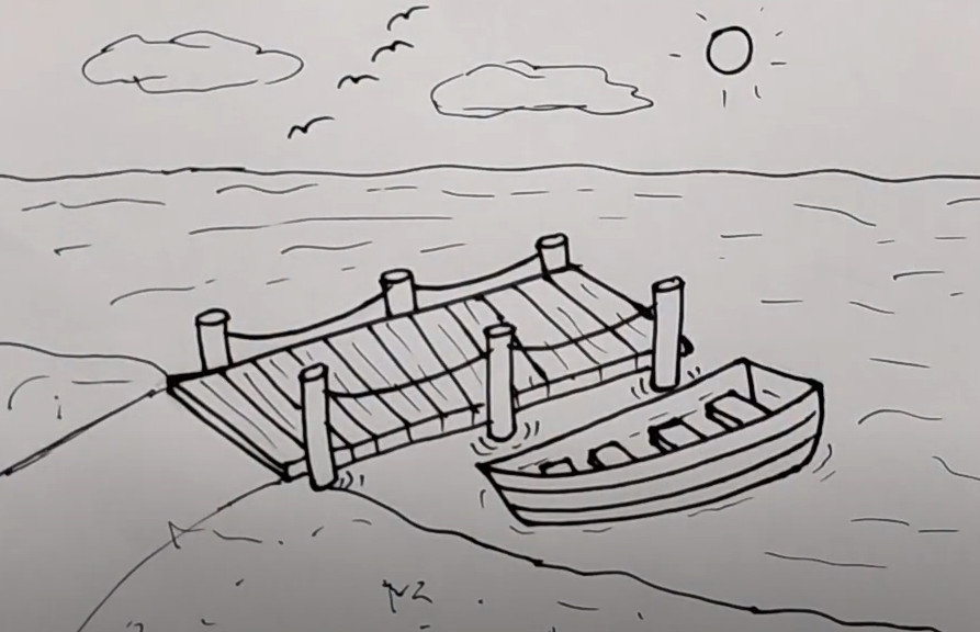 How to Draw a Dock Step by Step