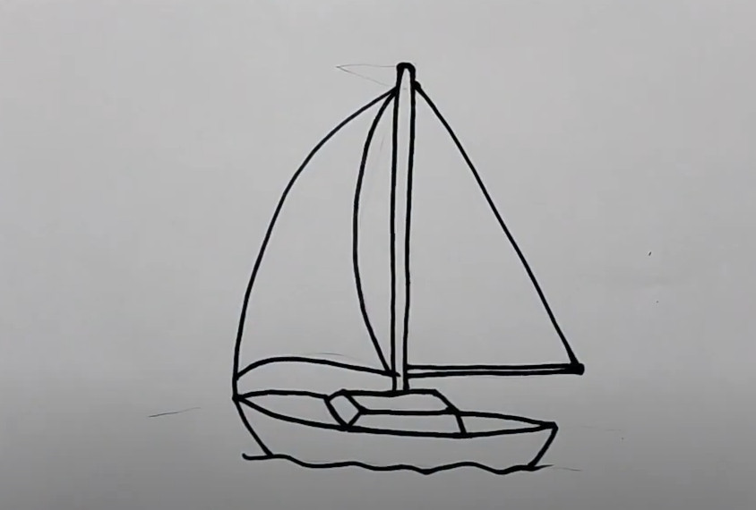 Sailboat Drawing easy Step by Step for Beginner