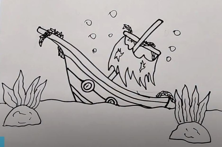 How to Draw a Shipwreck Step by Step