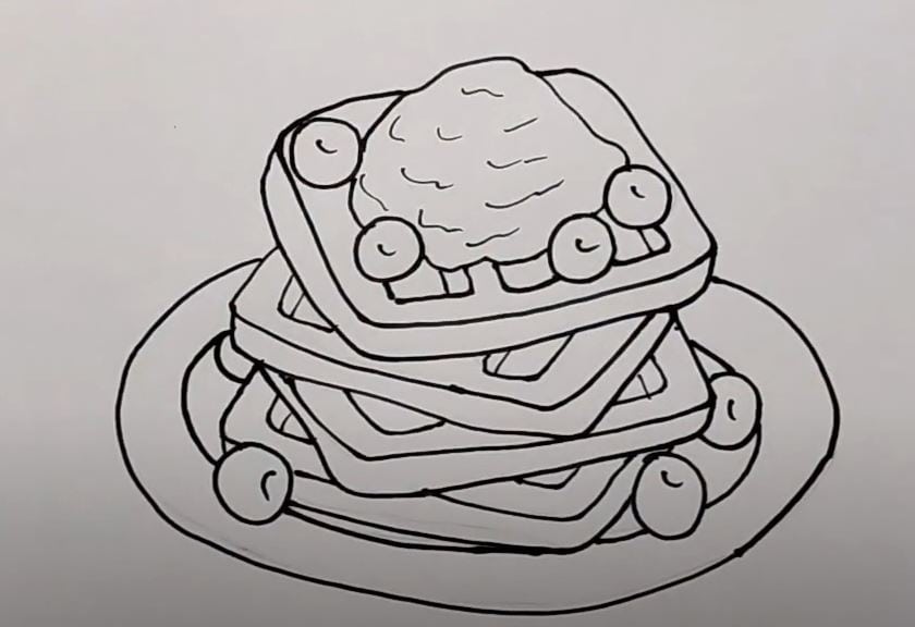 How to Draw Waffles Step by Step