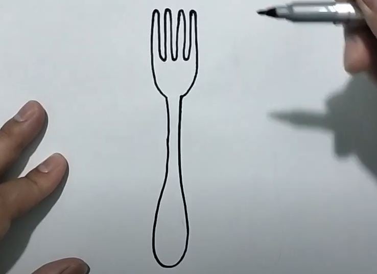 How to Draw a Fork And Spoon Step by Step