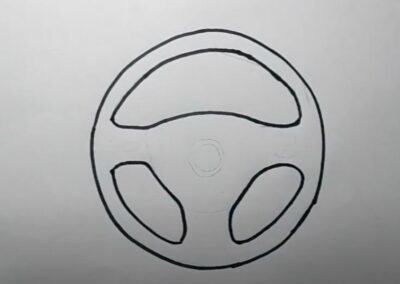 How to draw a Steering Wheel step by step