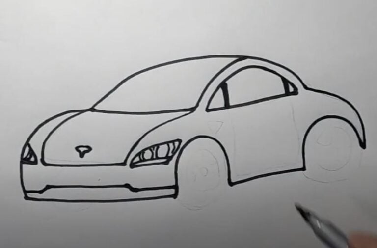 How to Draw a Tesla Car step by step