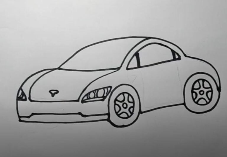 How to Draw a Tesla Car step by step