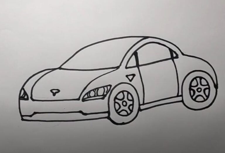 How to Draw a Tesla Car step by step