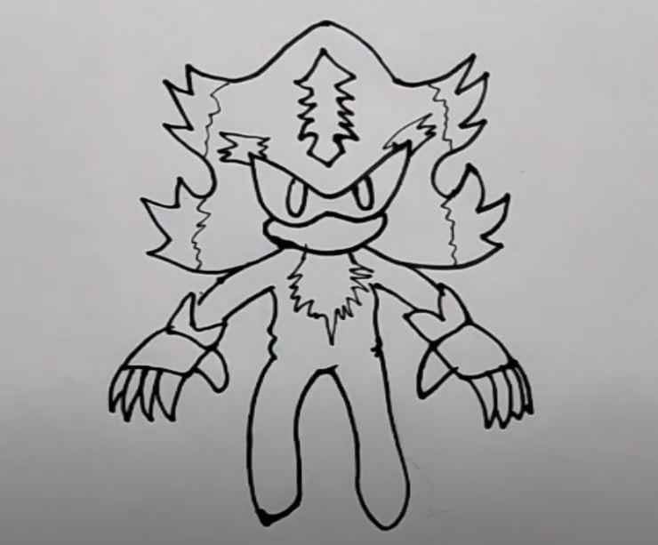 How to Draw Mephiles The Dark step 6 - HTDraw.com